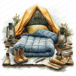 20 Camping Tent Sleeping Bag Clipart | Outdoor Adventure Camping ...