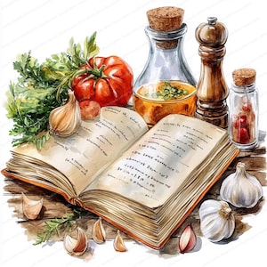 16 Grandma's Soup Cookbook Clipart | Printable Watercolor Clipart ...