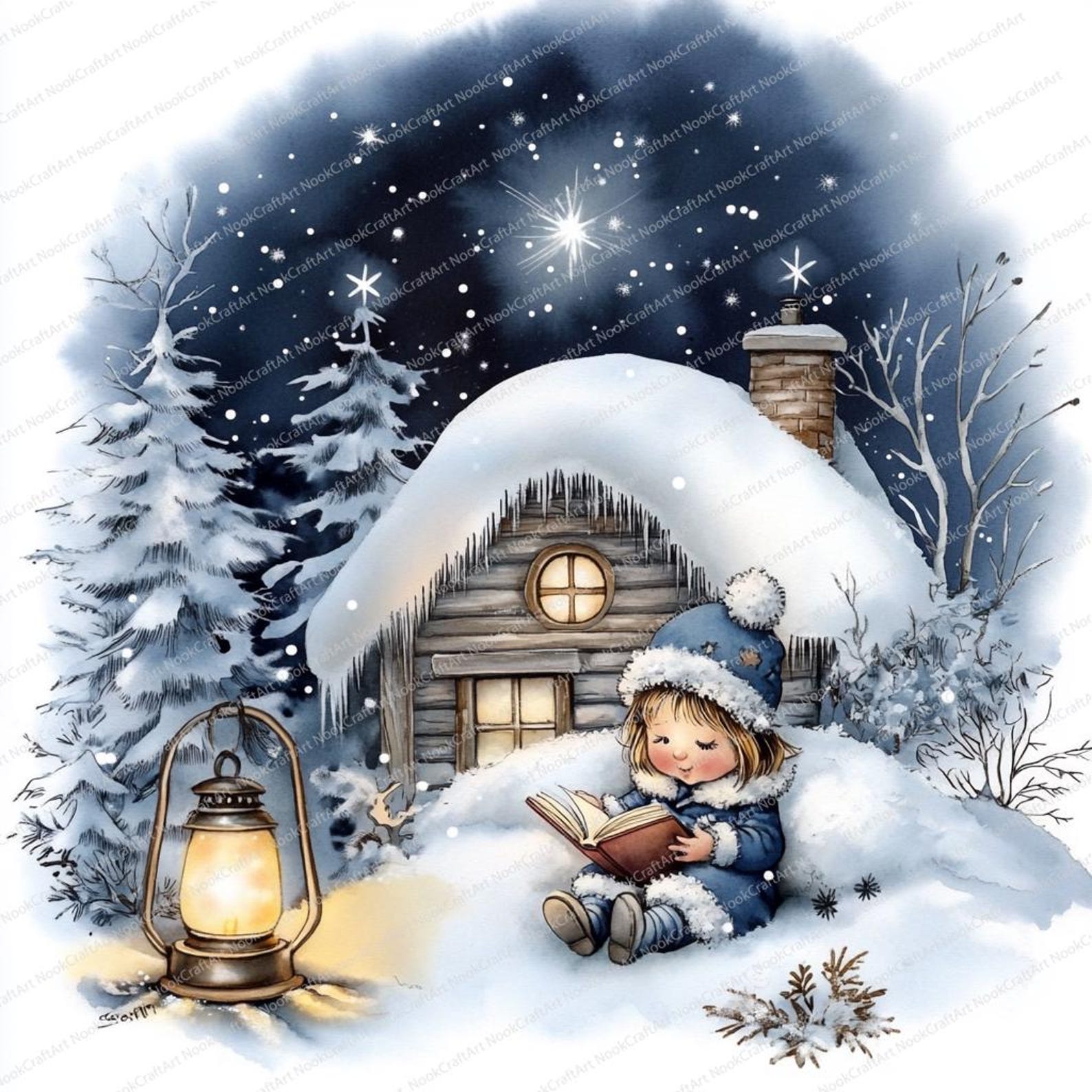 16 Watercolor Christmas Night Clipart | Holiday Clipart | Winter ...