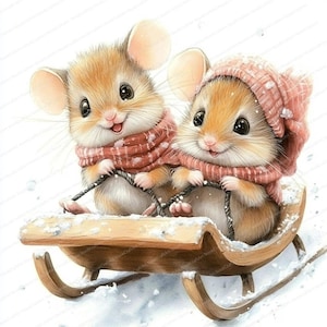 14 Winter-style Mice Clipart | Cozy Critters | Printable Watercolor ...