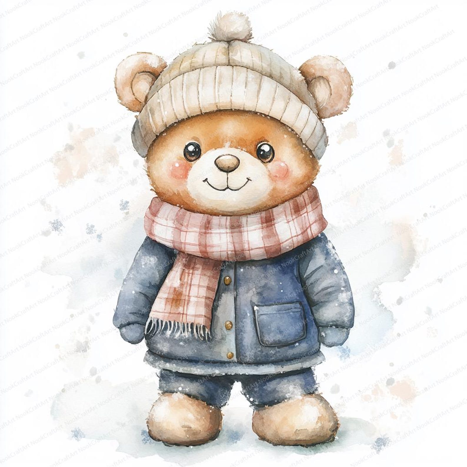 20 Winter Teddy Bear Clipart | Christmas Bear | Printable Watercolor ...