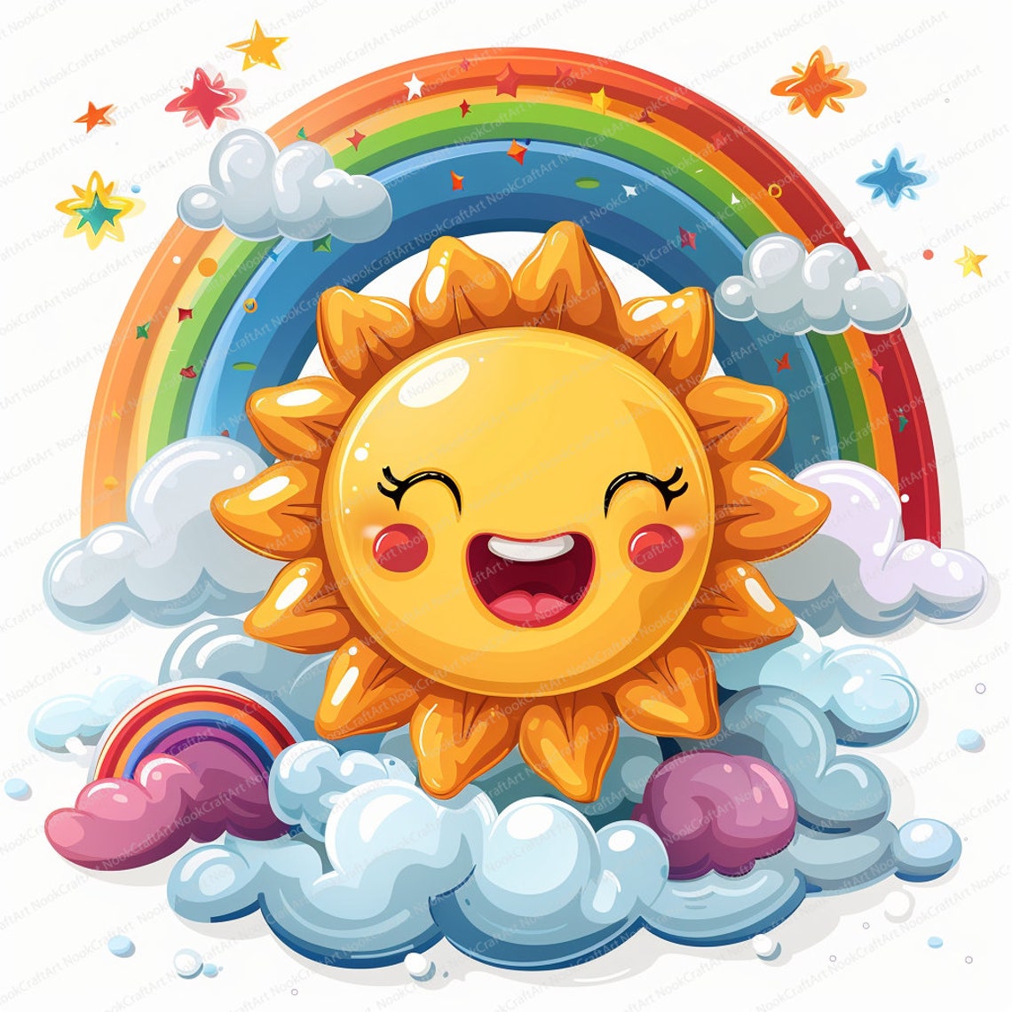 12 Sun and Rainbow Clipart Sun and Rainbow Illustrations Digital Clipart High Quality Jpgs ...