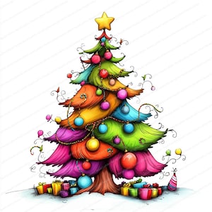 16 Whimsical Christmas Tree Clipart | Quirky Holiday Designs ...