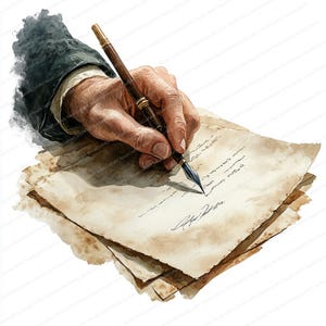 16 Quill Hand Writing Letter Clipart | Vintage Artistic Drawing ...