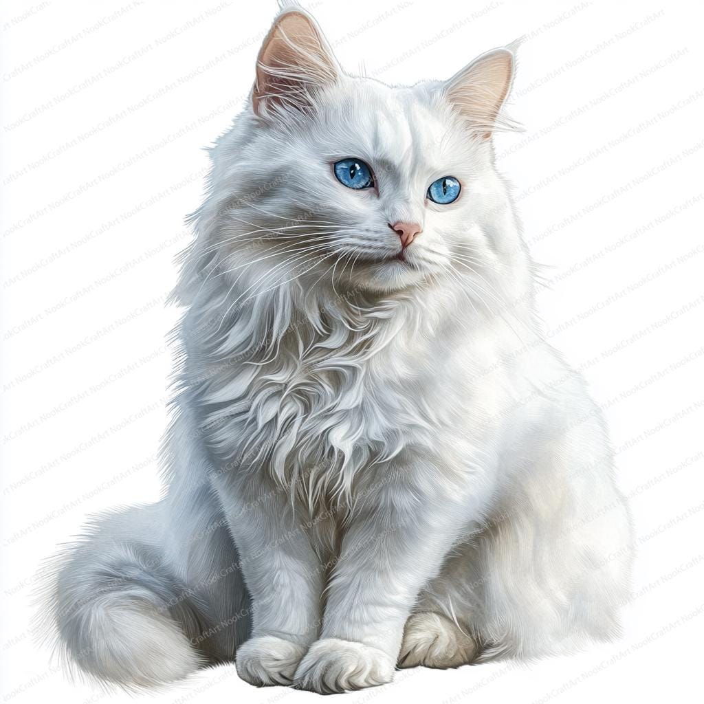 White Cats Clipart | 20 High Quality Jpgs | Nursery Decor | Digital ...