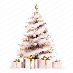20 Pink Christmas Tree Clipart | Whimsical Holiday Decor | Printable ...