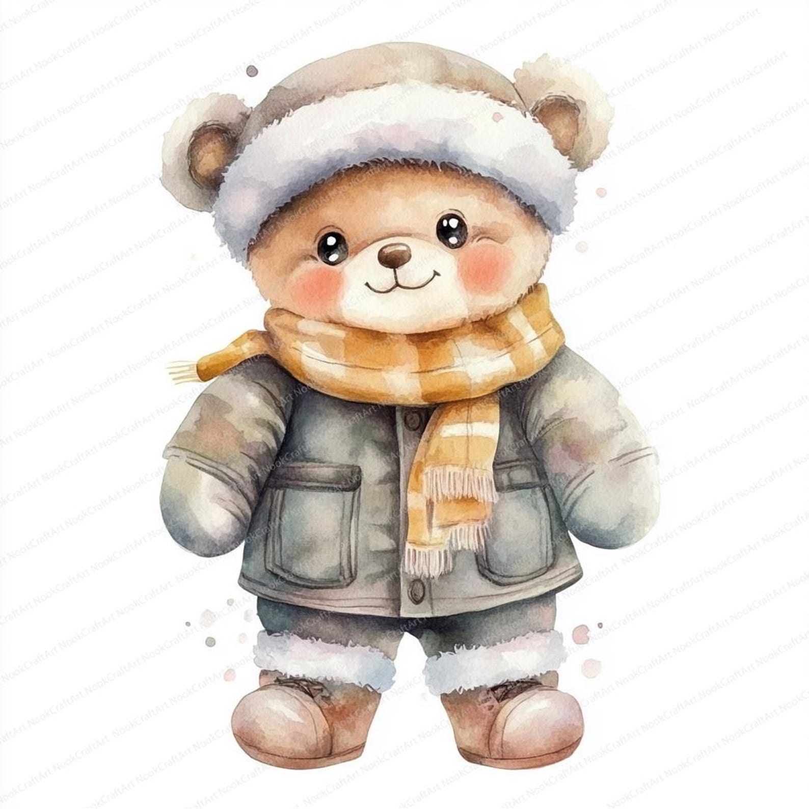 20 Winter Teddy Bear Clipart | Christmas Bear | Printable Watercolor ...
