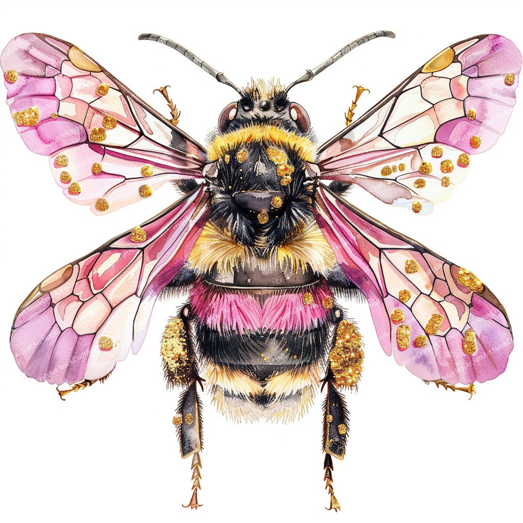 10 Pink Bee | Bee Print Clipart | Watercolor Clipart | High Quality ...