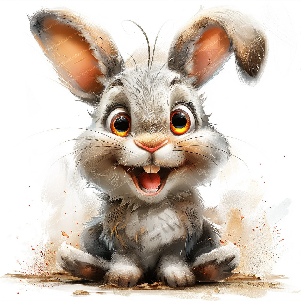 12 Hare Clipart | Happy Hares | Printable Watercolor Clipart Rabbit ...