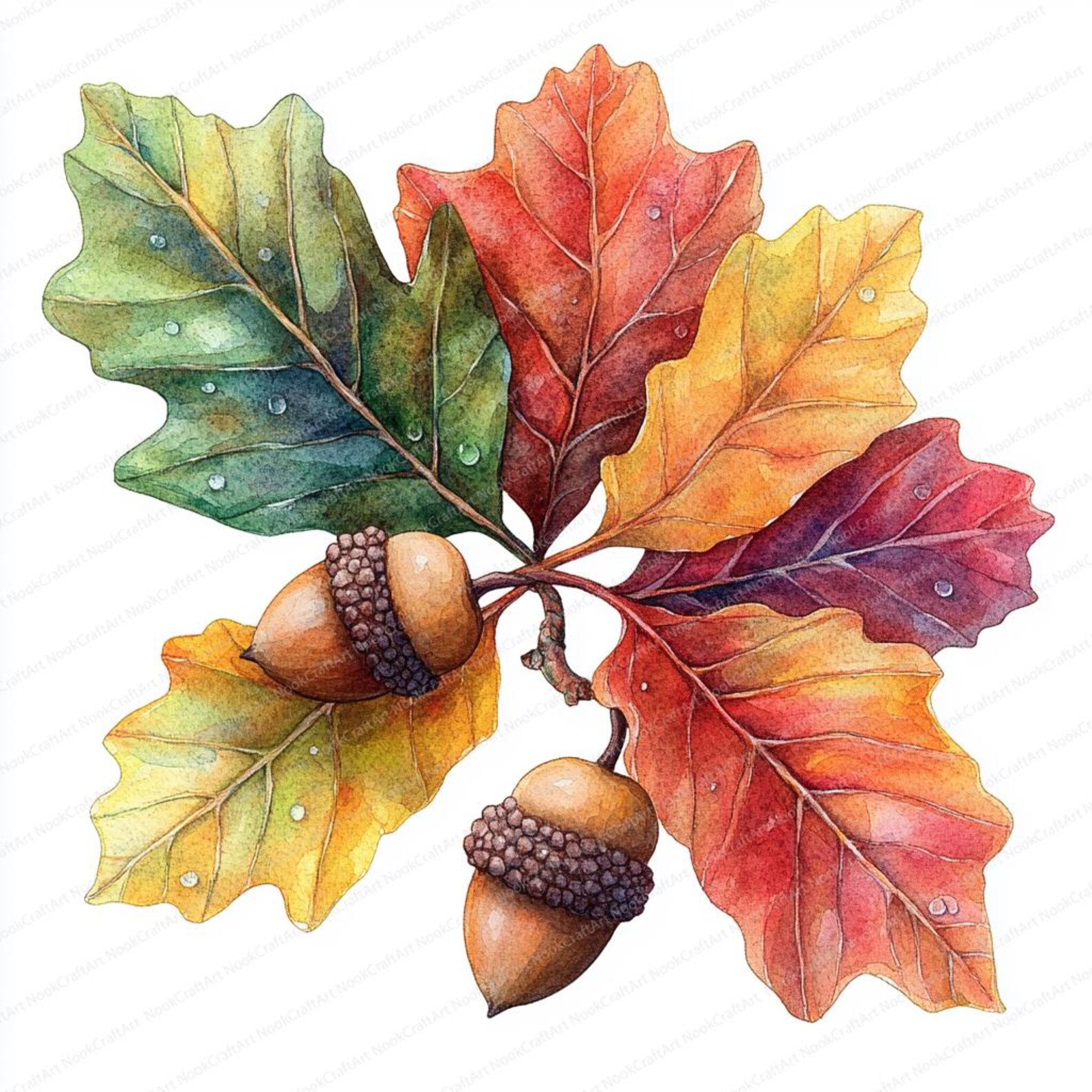 24 Oak Leaves and Acorns Clipart | Nature-inspired Autumn Graphics ...