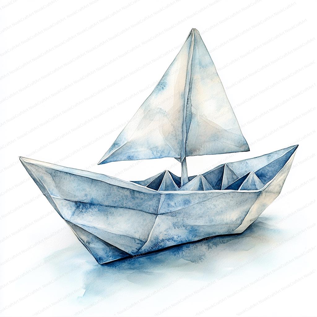 20 Paper Boat Clipart | Origami Nautical Illustration Design ...