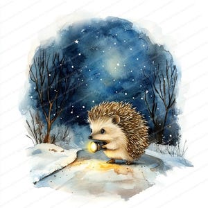 14 Hedgehog With Lantern Clipart | Printable Watercolor Clipart | High ...