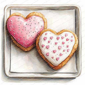 20 Heart-shaped Cookies Clipart | Romantic Dessert Graphics| Printable ...
