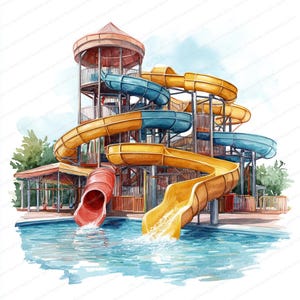20 Water Ride Clipart Fun | Swings and Slides Adventure | Printable ...