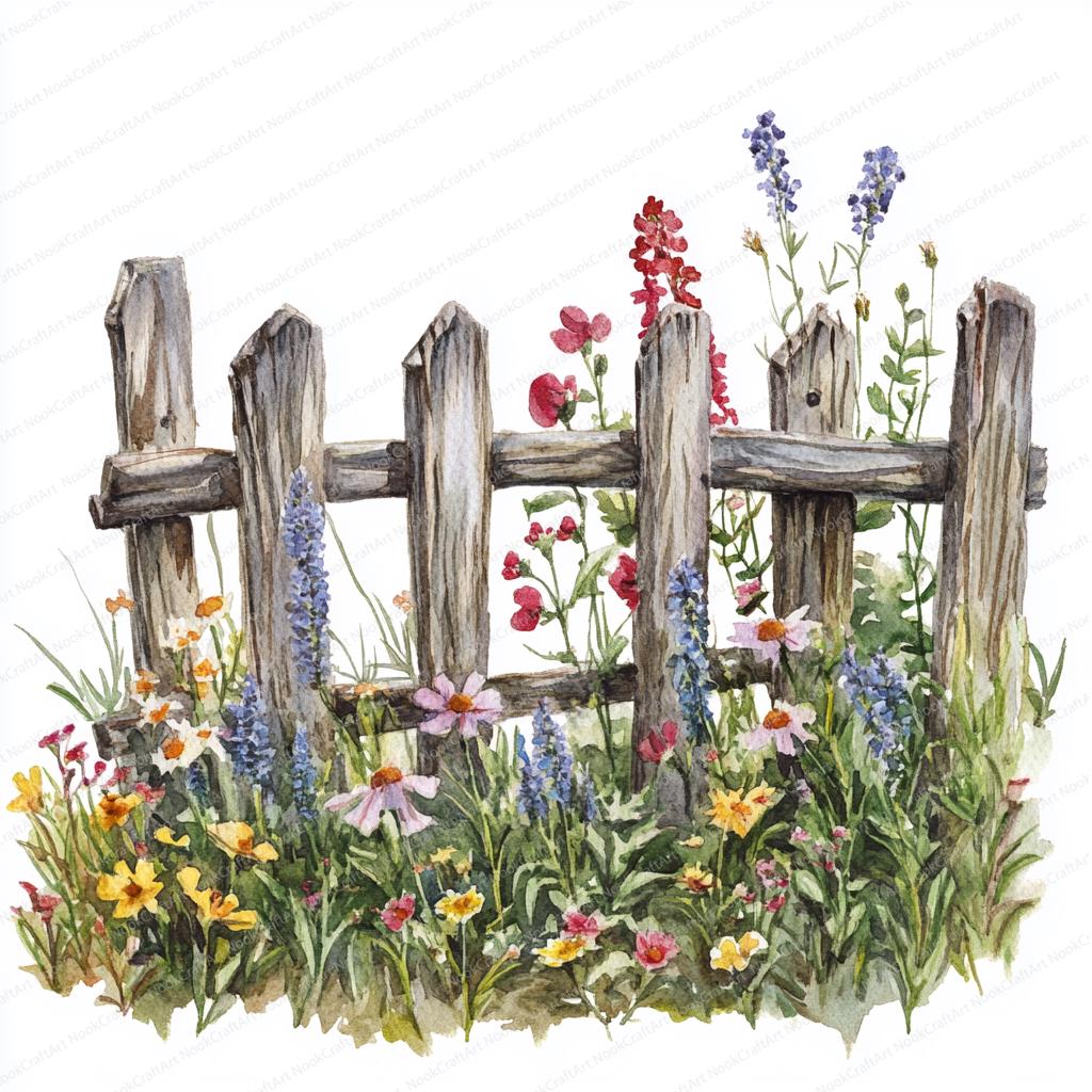 20 Spring Fence Clipart | Watercolor Spring Clipart | High Quality Jpgs ...