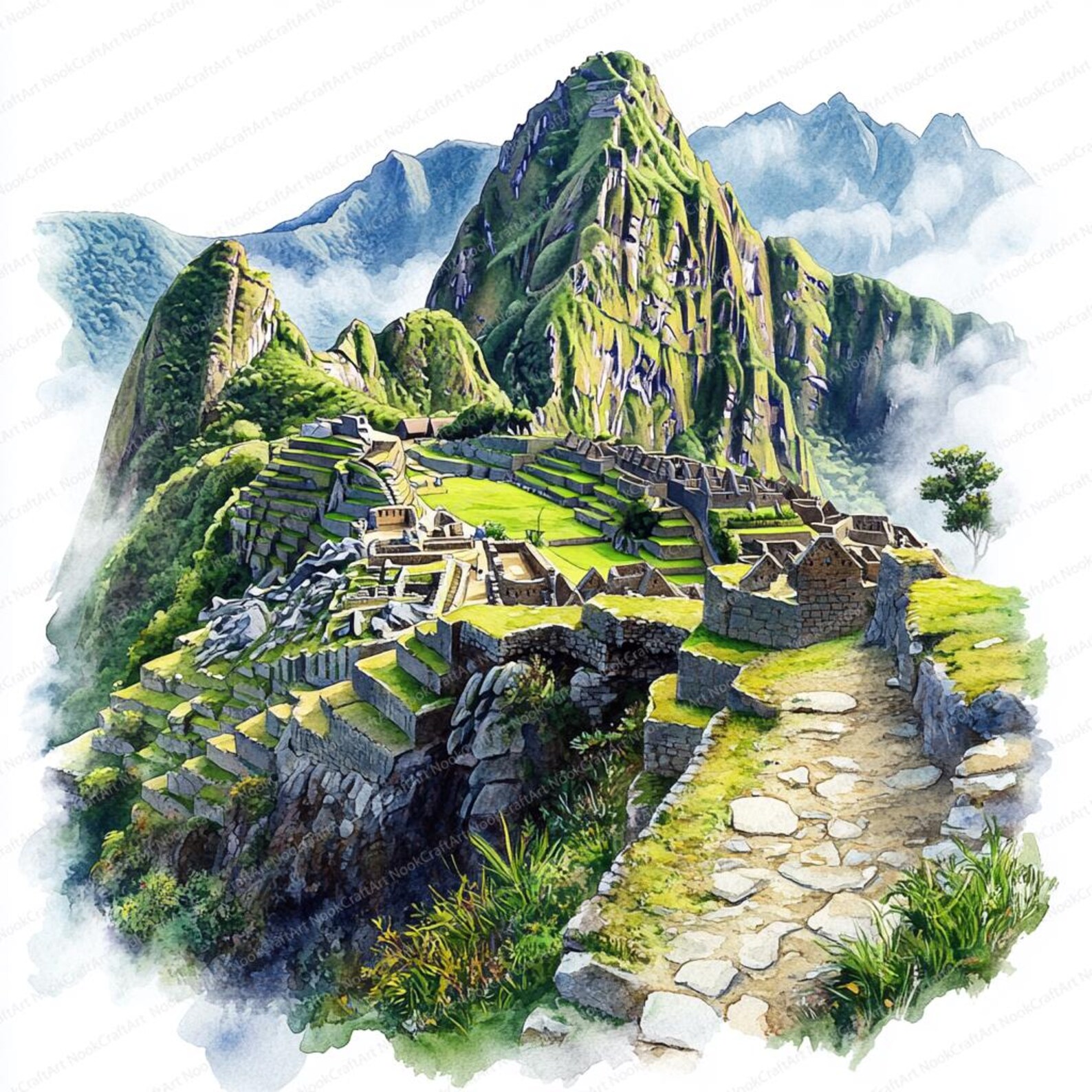 24 Machu Picchu Scenic Clipart | Ancient Incan Ruins Illustration ...