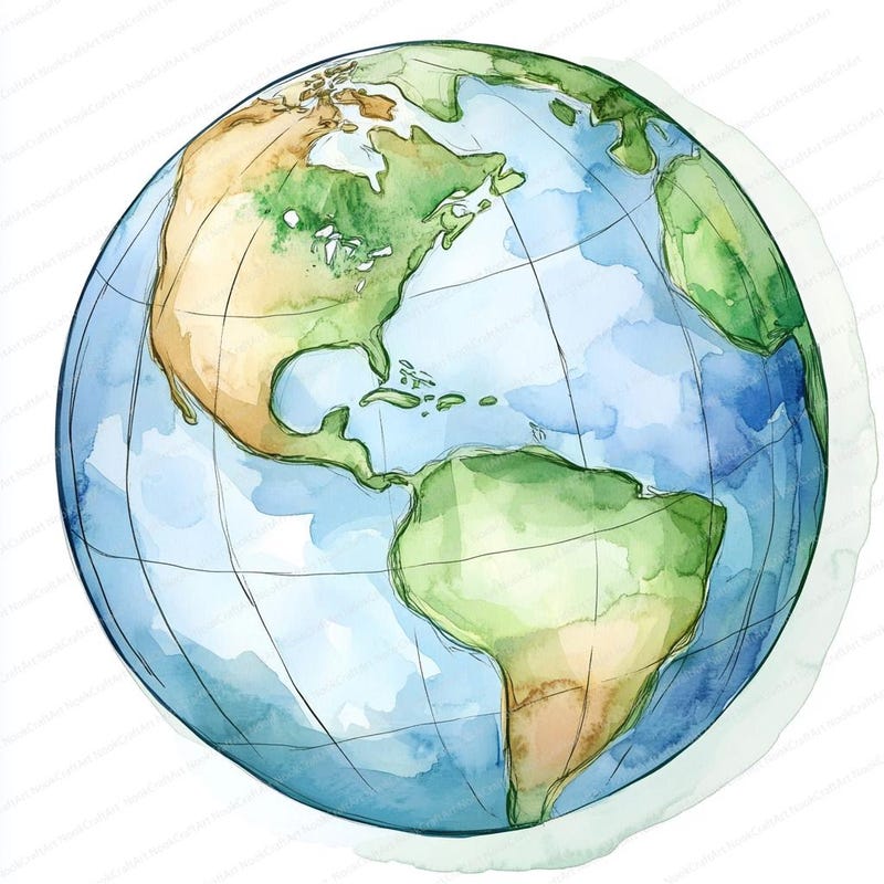 Art Map of Globe - Etsy