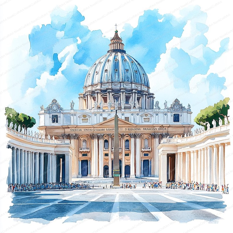 24 St. Peter's Dome Clipart | Vatican Iconic Art Collection | Printable ...