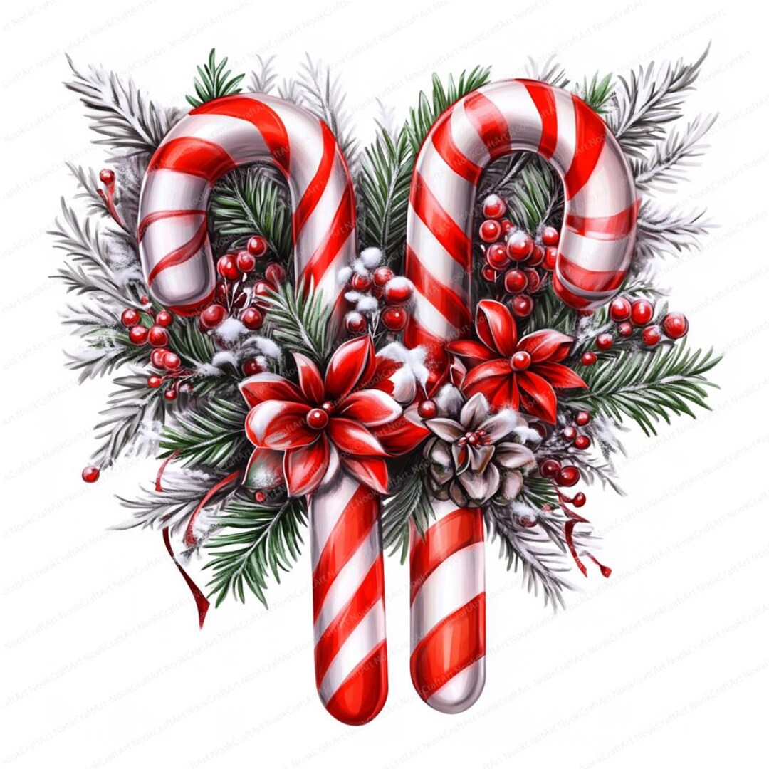 16 Watercolor Candy Cane Clipart | Christmas Clipart | Printable ...