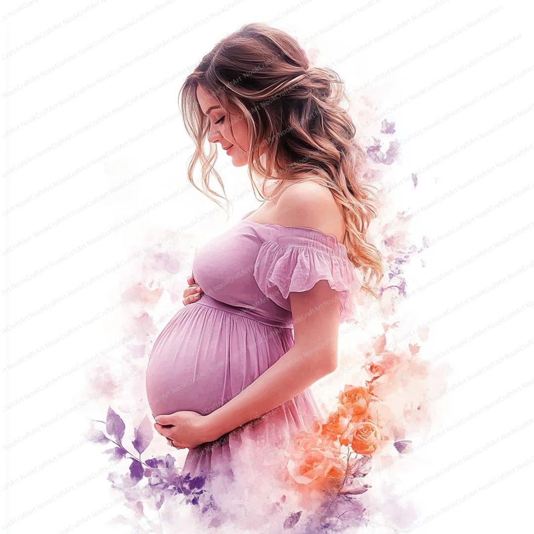 18 Pregnant Woman Clipart | Happy Pregnancy Art | Printable Watercolor ...