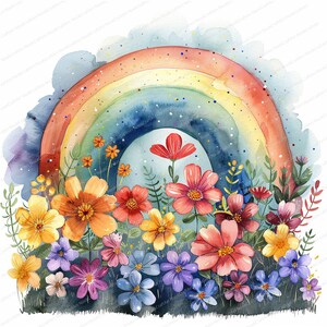 12 Various Rainbow Clipart | Nursery Rainbow in Flowers | Printable ...