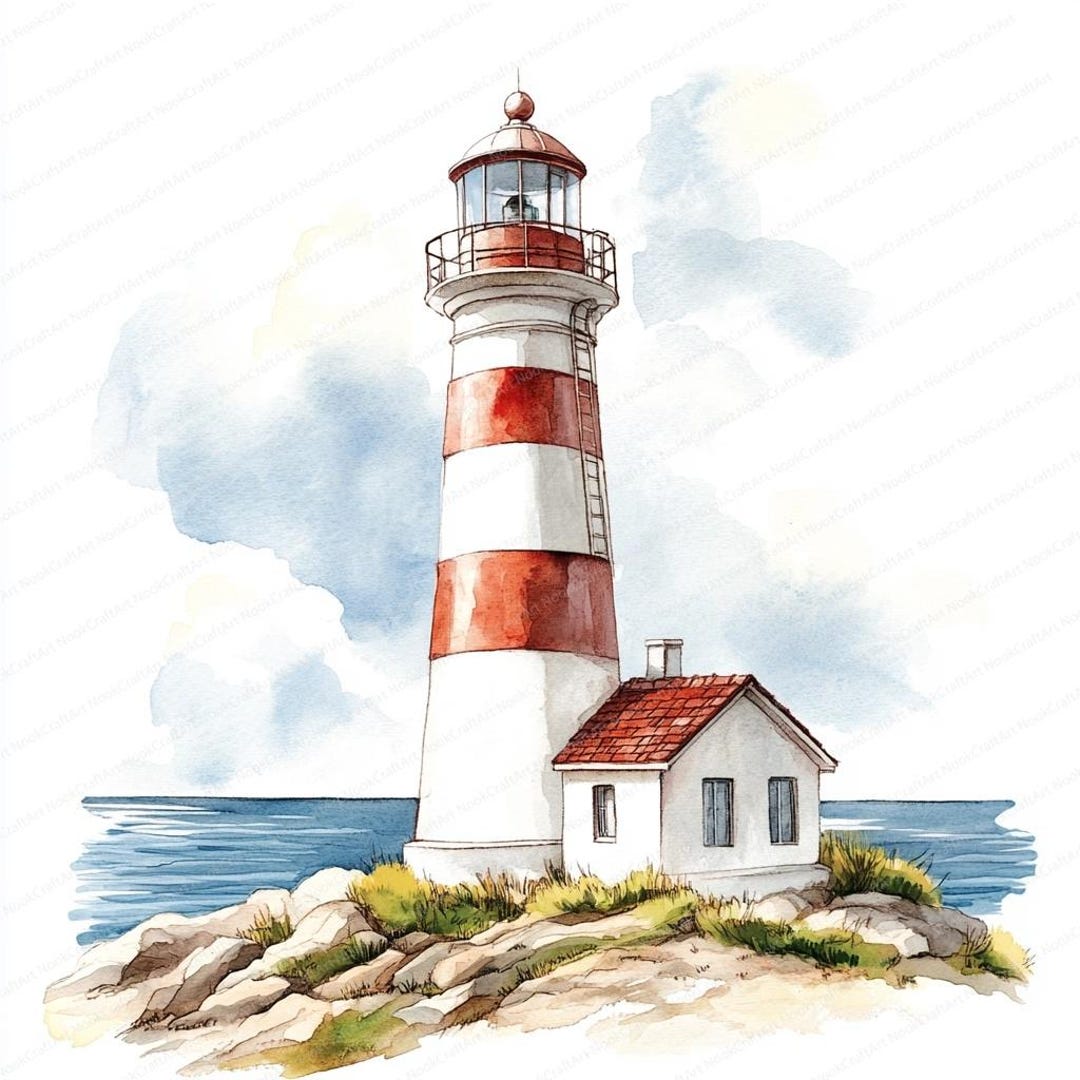 16 Watercolor Lighthouse Clipart | Printable Watercolor Clipart | High ...