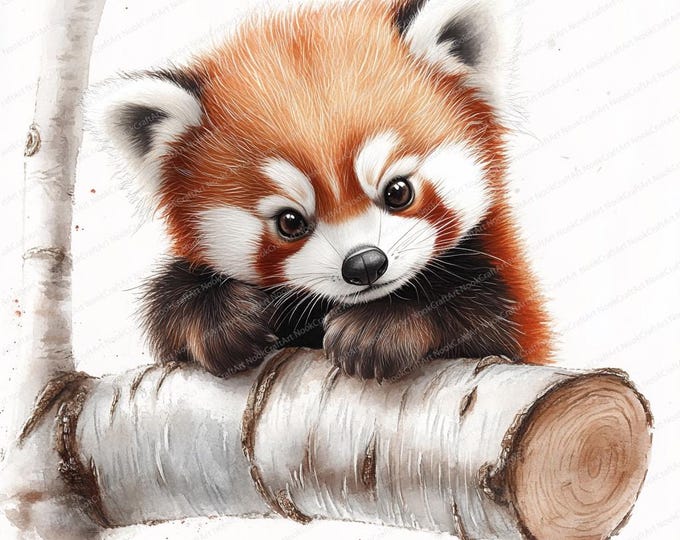 10 Cute Christmas Red Panda Clipart Bundle - High Quality JPG - Digital ...