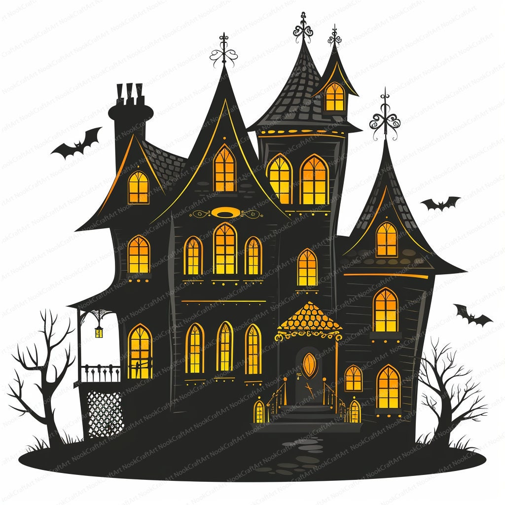 12 Halloween House Clipart Haunted Houses Clipart Printable Watercolor ...