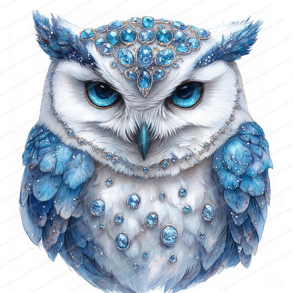 16 Clipart Jeweled Polar Owl | Printable Owl | Printable Watercolor ...