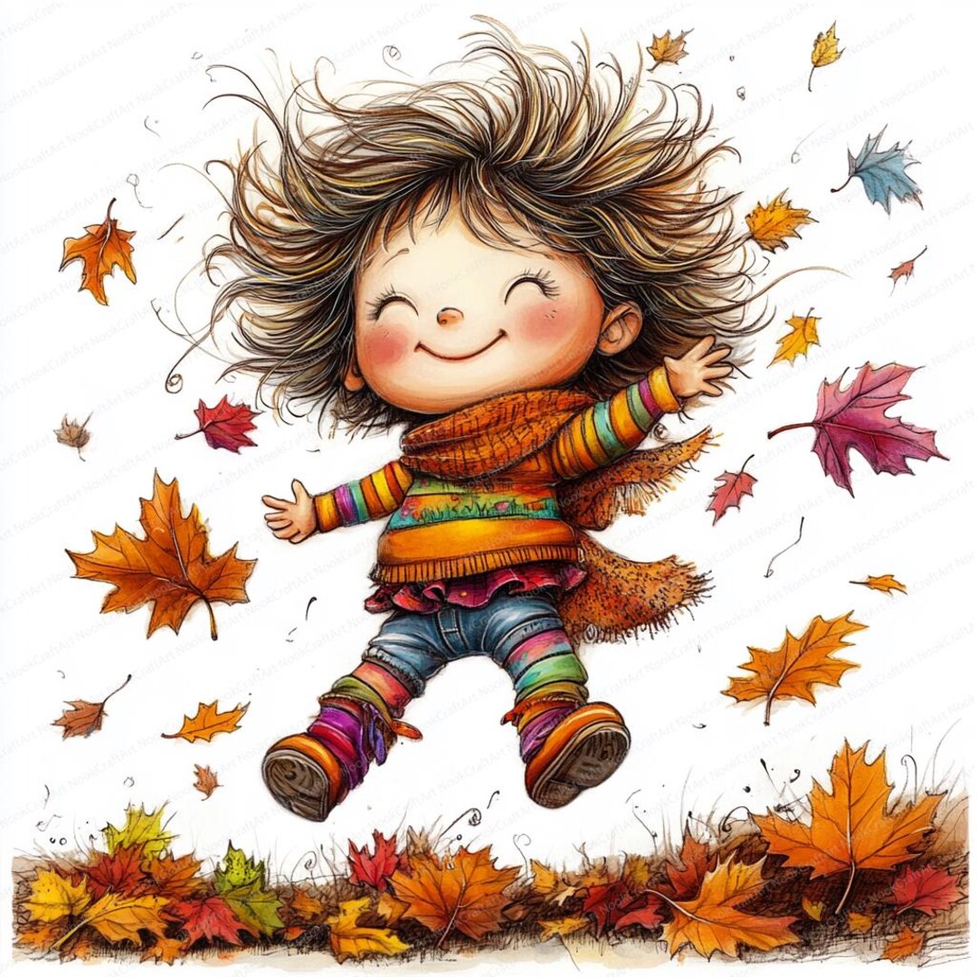 Quirky Fall Leaves Clipart | 14 High Quality Jpgs | Printable ...