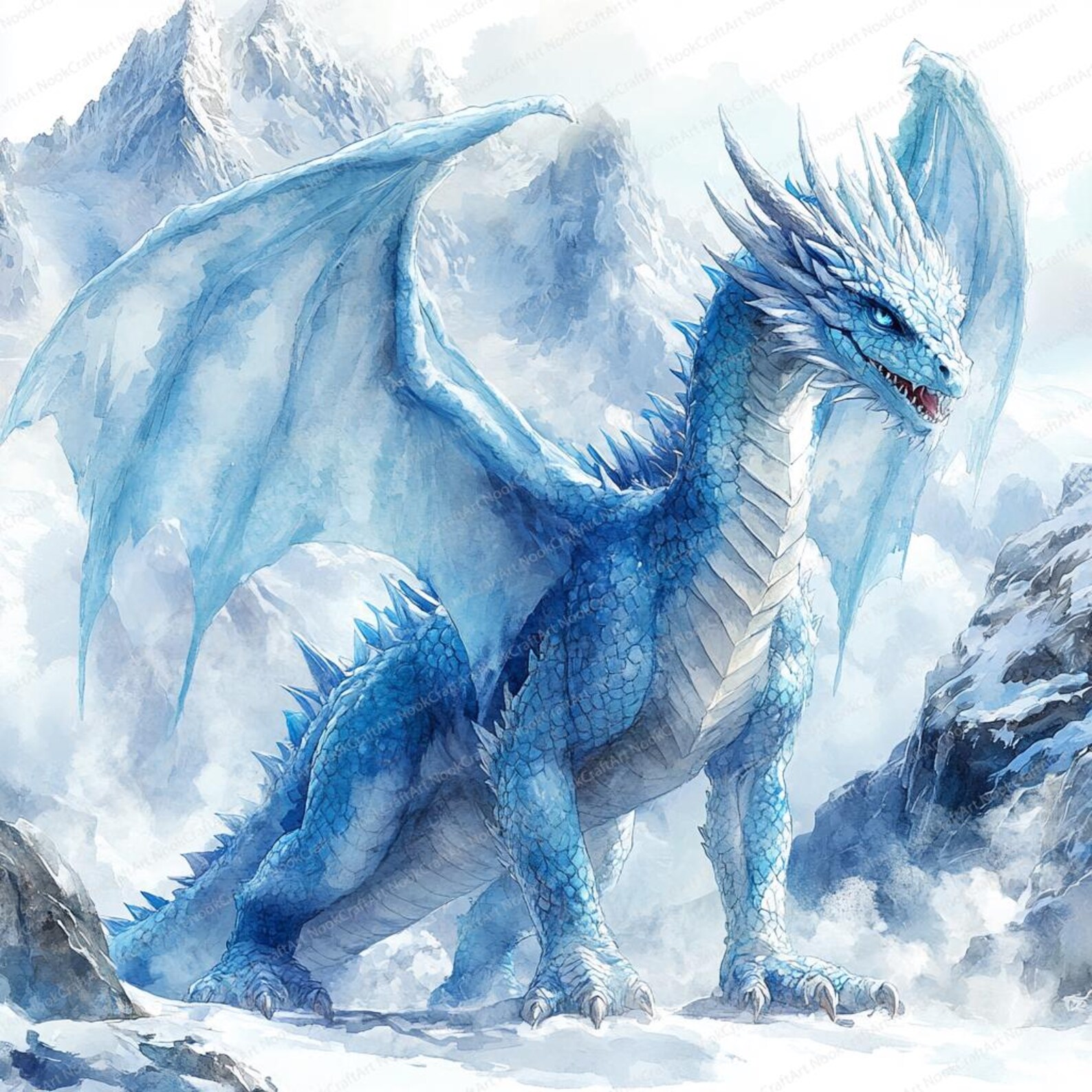 17 Ice Dragon Fantasy Clipart | Magical Winter Creature Collection ...