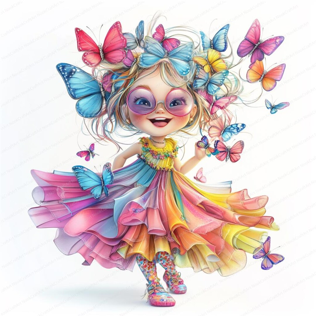 Sweet Girl With Butterfly Clipart 18 High Quality Jpgs Printable ...