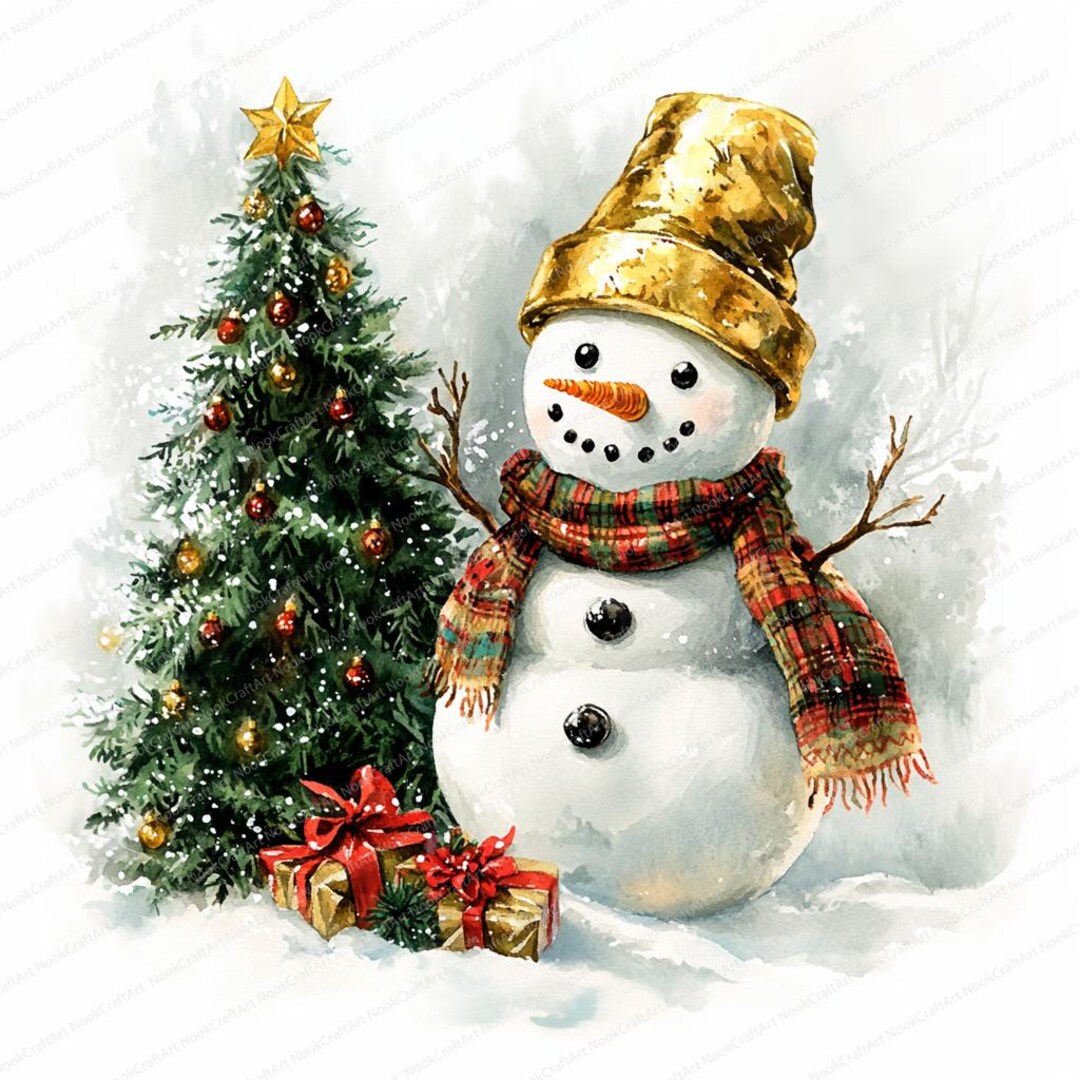 20 Golden Snowman Clipart | Sparkling Winter Decor | Printable ...