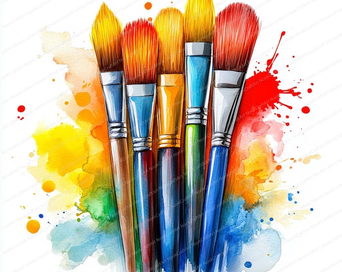 17 Paint Brushes Clipart, Watercolor Clip Art, Printable Jpgs, Instant ...