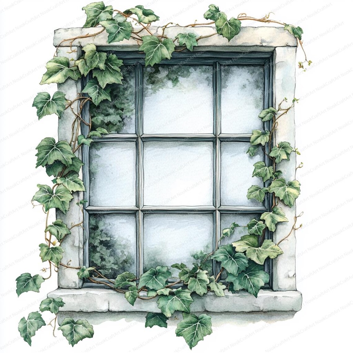 21 Ivy Window Clipart | Floral Design for Decor | Printable Watercolor ...