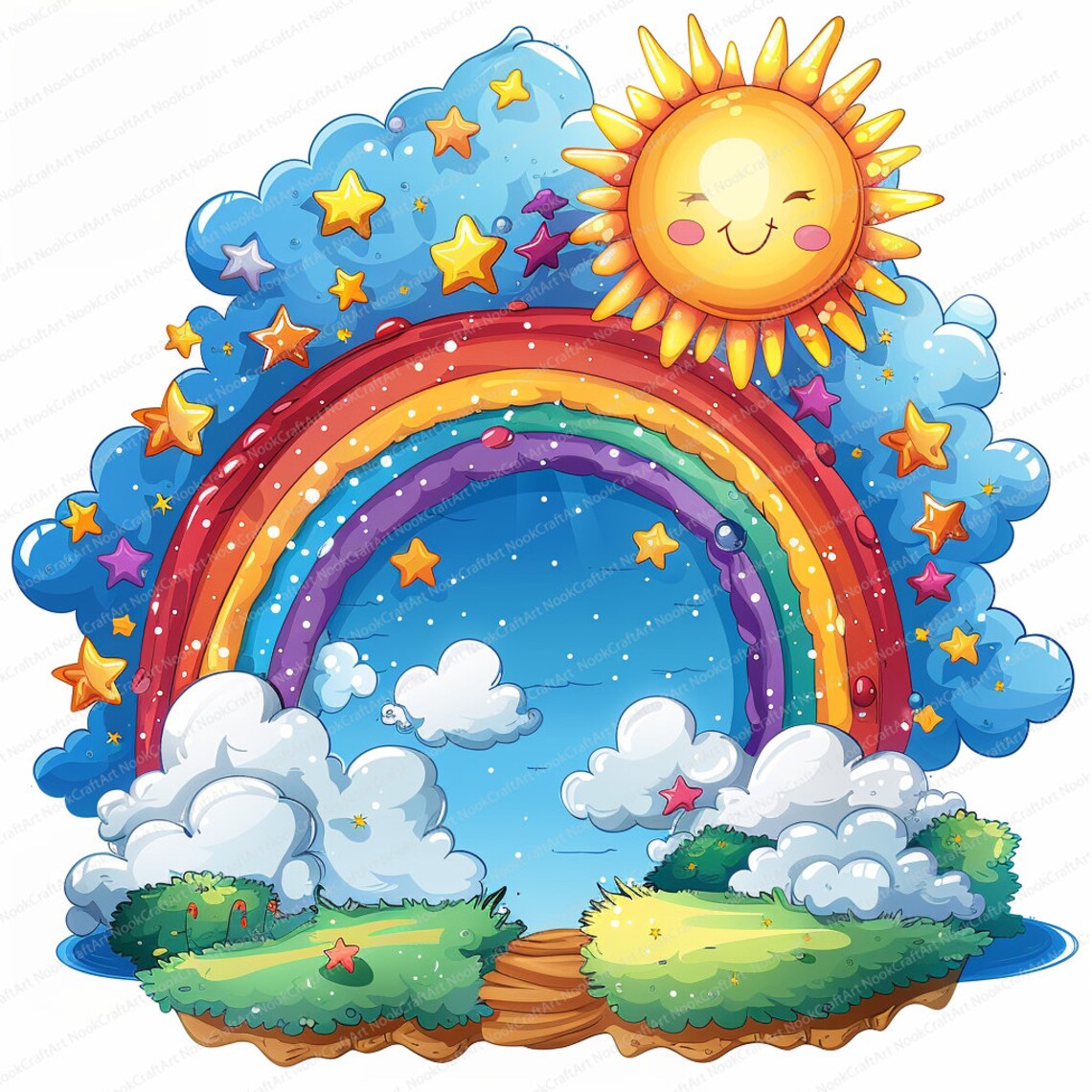 12 Sun and Rainbow Clipart Sun and Rainbow Illustrations Digital Clipart High Quality Jpgs ...