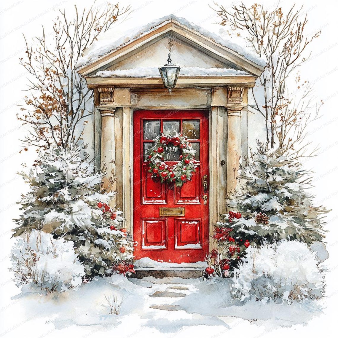 18 Cozy Winter Doors Clipart | Watercolor Snowy Door Clipart | High ...