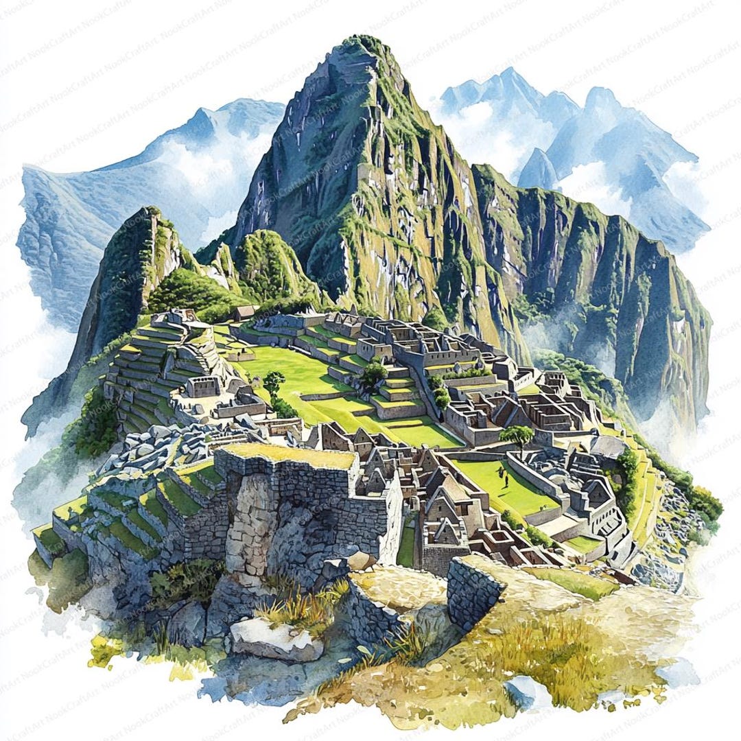 24 Machu Picchu Scenic Clipart | Ancient Incan Ruins Illustration ...