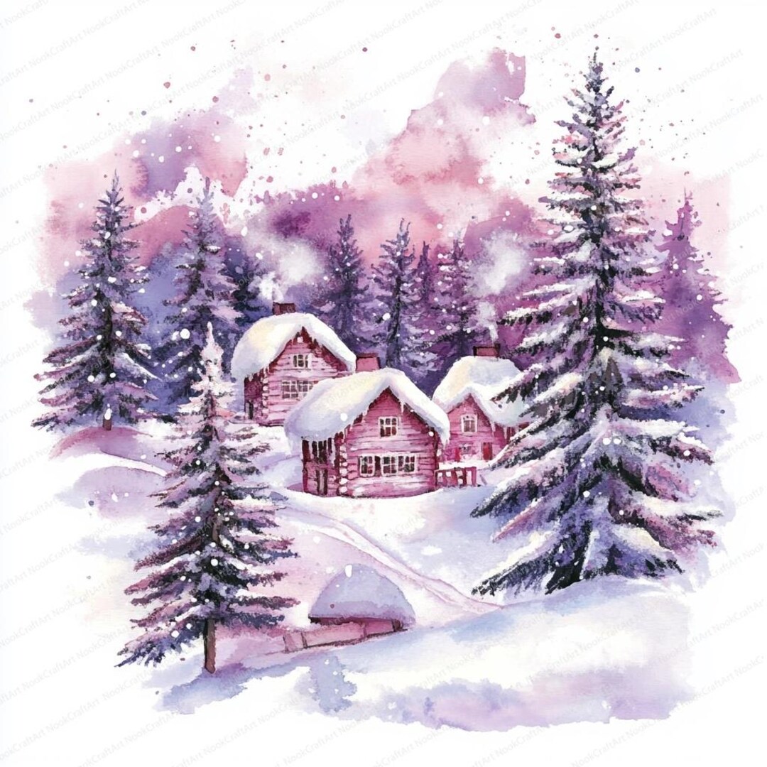 14 Christmas Card Clipart Winter Homes Greeting Card Printable ...