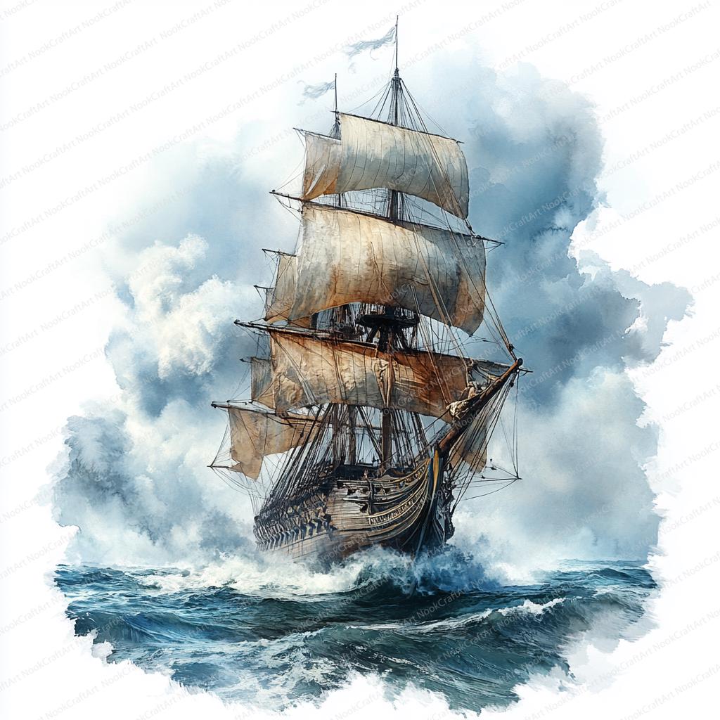 23 Mayflower Ship Clipart Set | Historic Pilgrim Voyage Illustrations ...