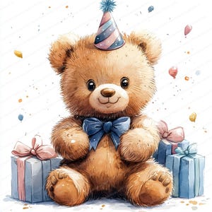14 Teddy Bear Birthday Clipart | Cute Teddy Bear Bundle | Printable ...
