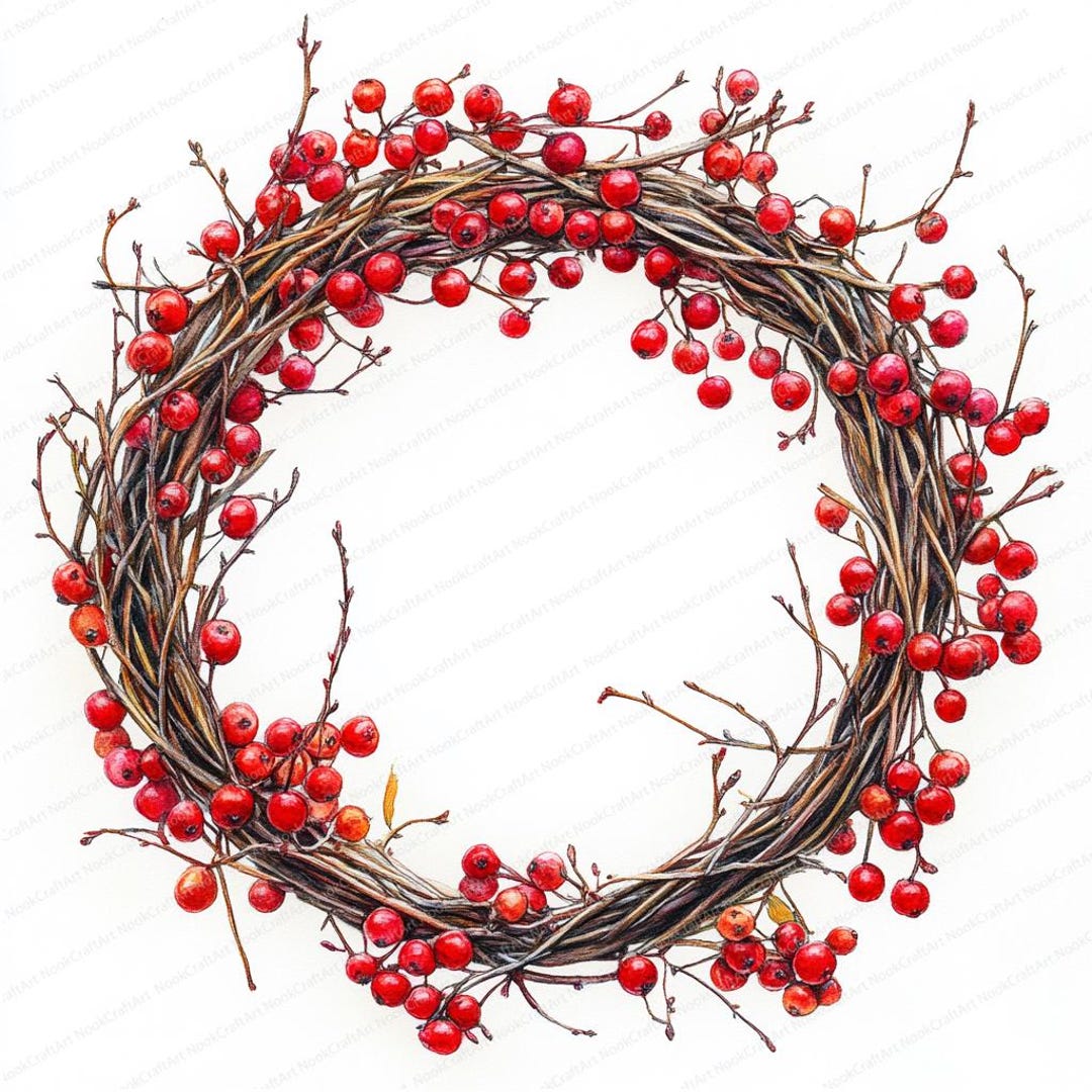 20 Branch and Berry Crown Clipart | Nature-inspired Festive Decor ...