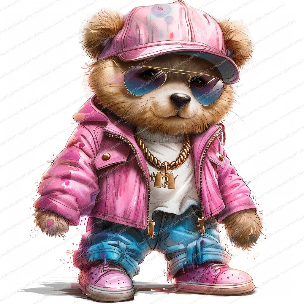 12 Cool Bear Clipart Stylish Bears in Glasses Printable Watercolor ...
