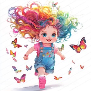 Sweet Girl With Butterfly Clipart | 18 High Quality Jpgs | Printable ...