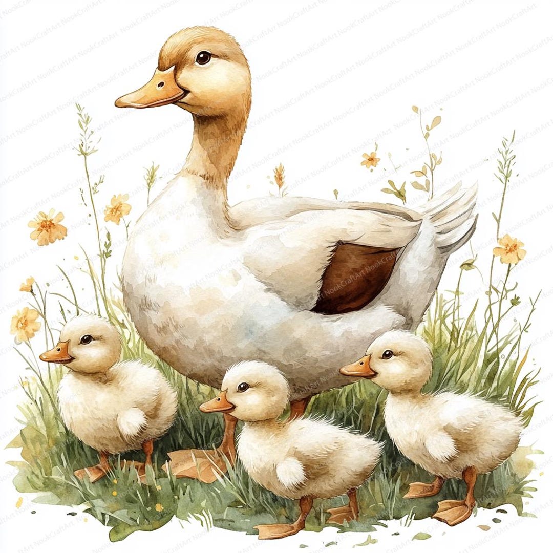 21 Duck Family Farm Clipart | Cute Ducks With Ducklings Art | Printable ...