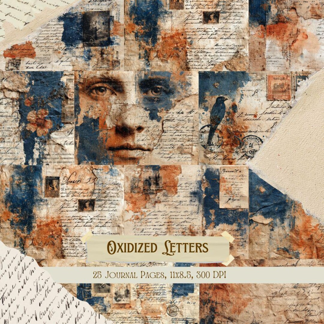 Oxidized Letters Junk Journal Kit | Vintage Rusted Mail Collage Sheets ...