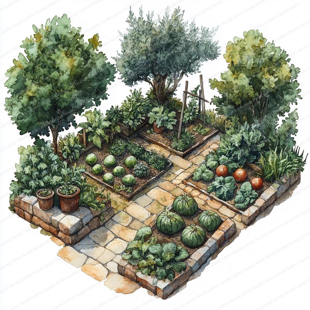20 Vegetable Garden Clipart Set | Homegrown Greenery and Blooms ...