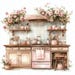 17 Shabby Chic Floral Kitchen Clipart Printable Watercolor Clipart High ...