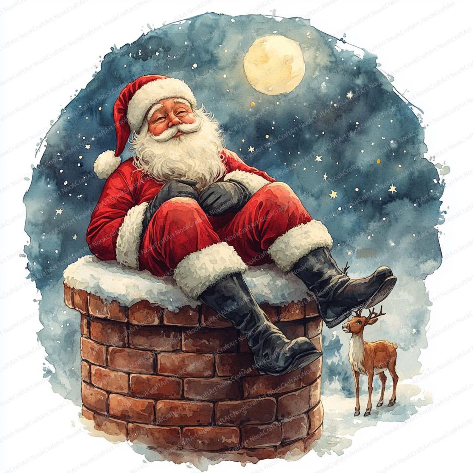 20 Santa Stuck in Chimney Clipart | Christmas Humor Illustration ...