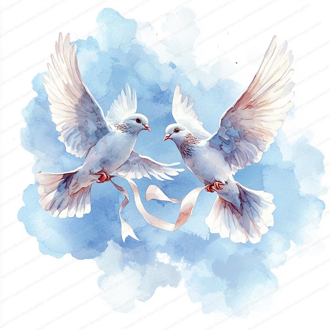 17 Doves With Ribbon Clipart | Elegant Wedding Graphic Design ...